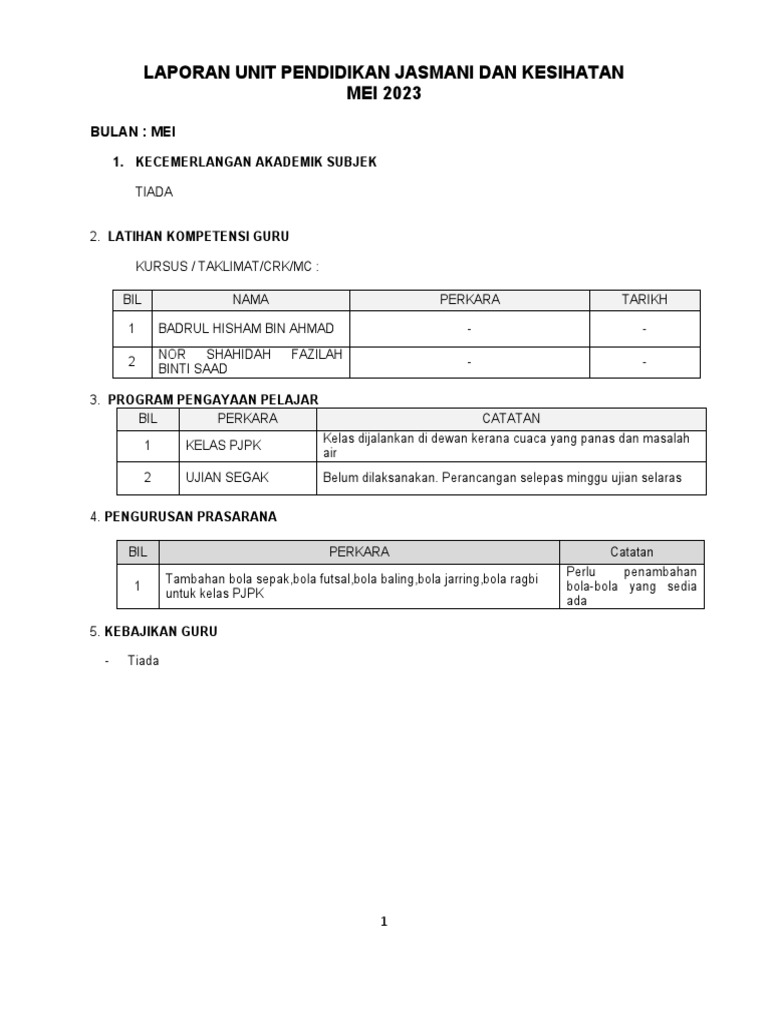 LAPORAN UNIT RBT 2023 | PDF