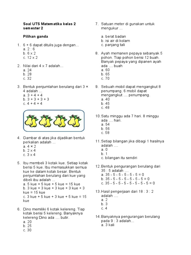 Soal UTS Matematika Kelas 2 Semester 2 | PDF