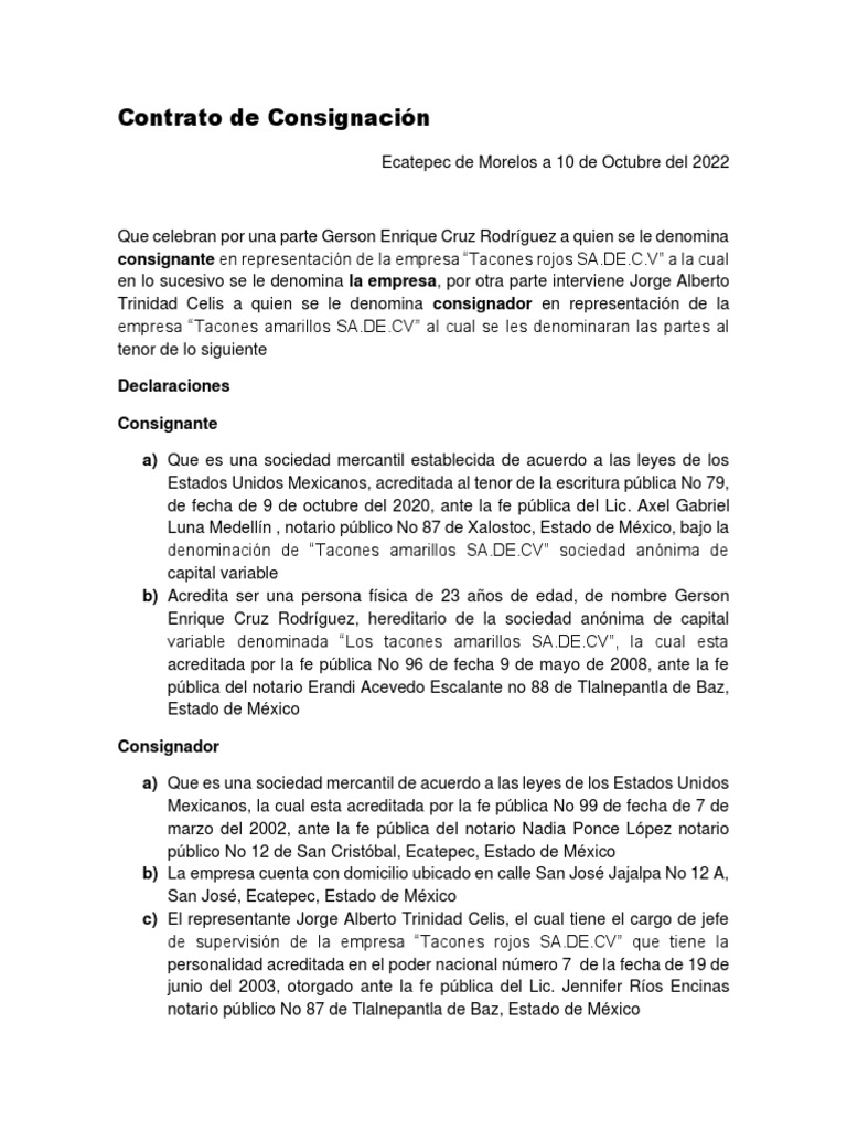 Contrato de Consignación | PDF