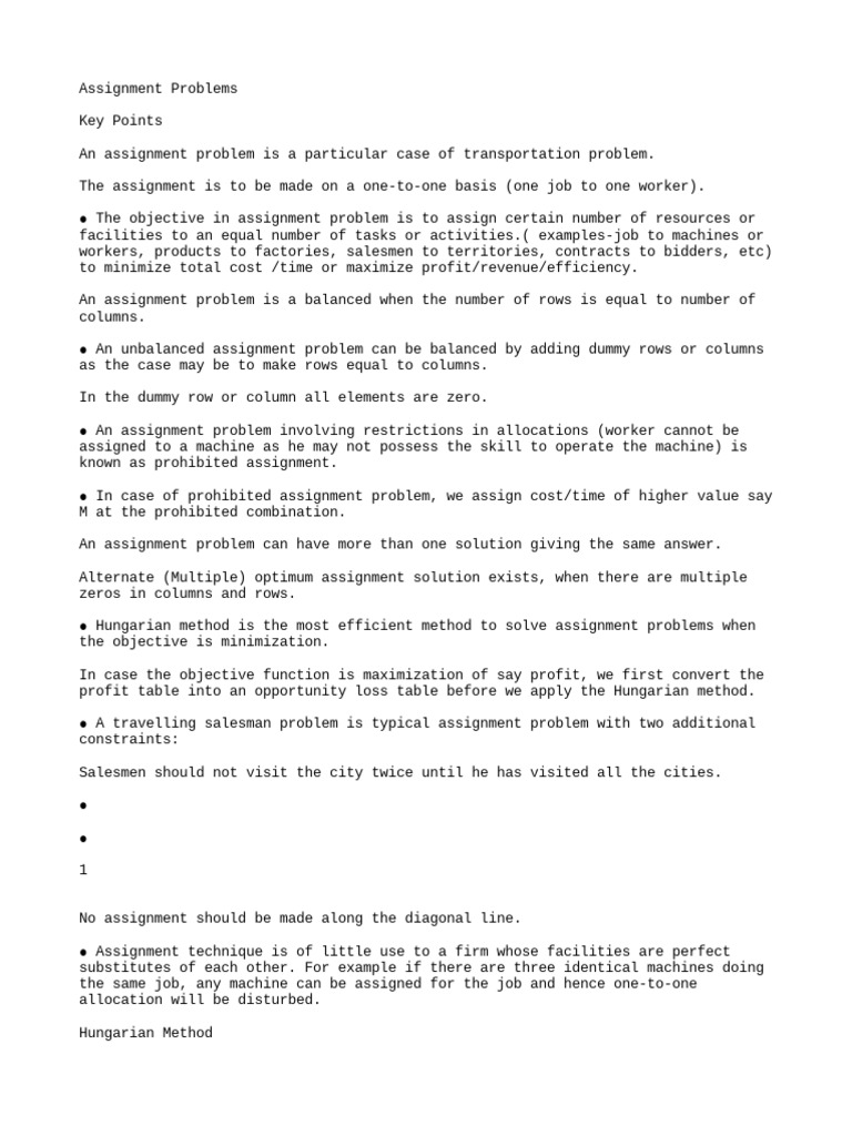 Assignment Problem | PDF | Maxima And Minima | Mathematical Optimization Assignment Problem | PDF | Maxima And Minima | Mathematical Optimization