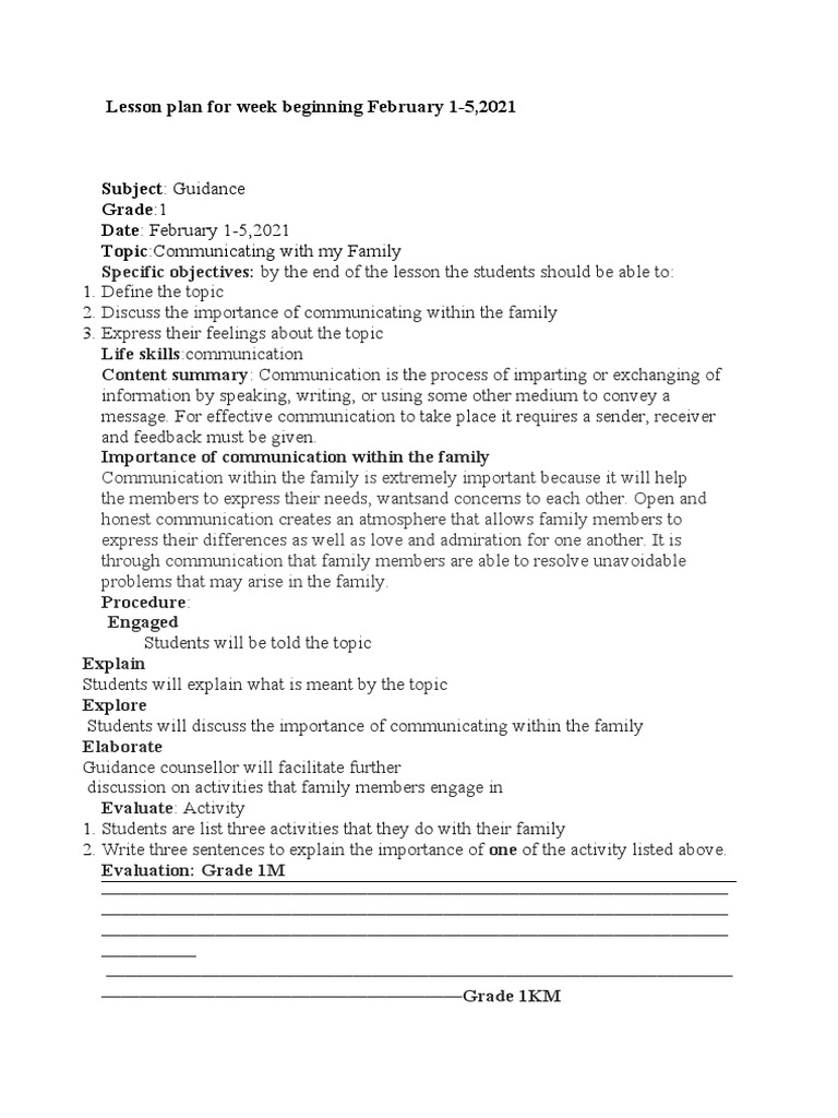 Lesson Plan Grade 1-3 | PDF | Communication | Lesson Plan