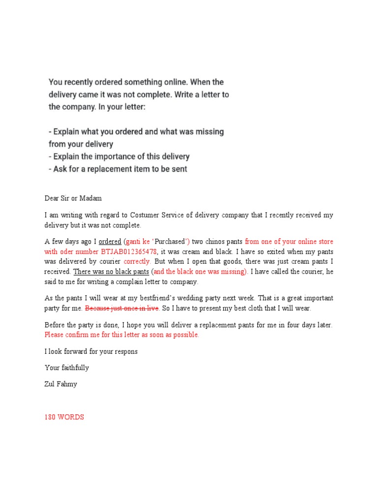 Formal Letter (Delevery Company) | PDF