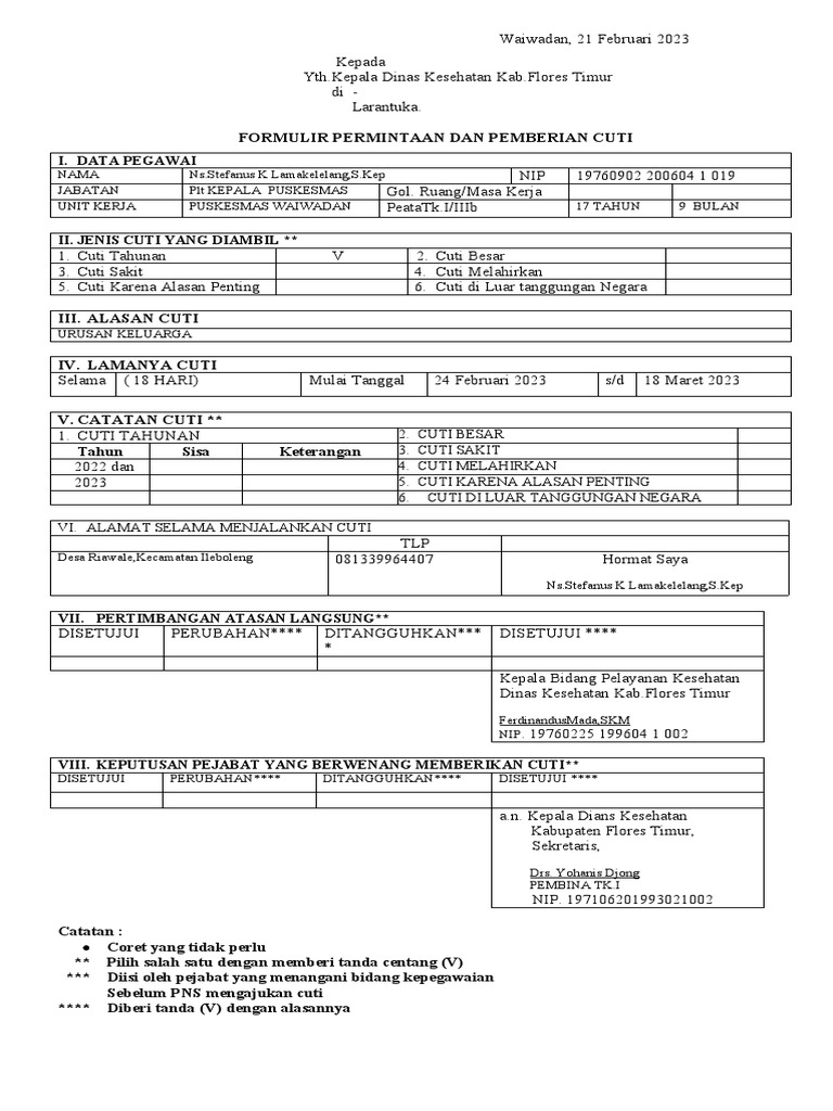 FORMAT CUTI Terbaru 2022 | PDF