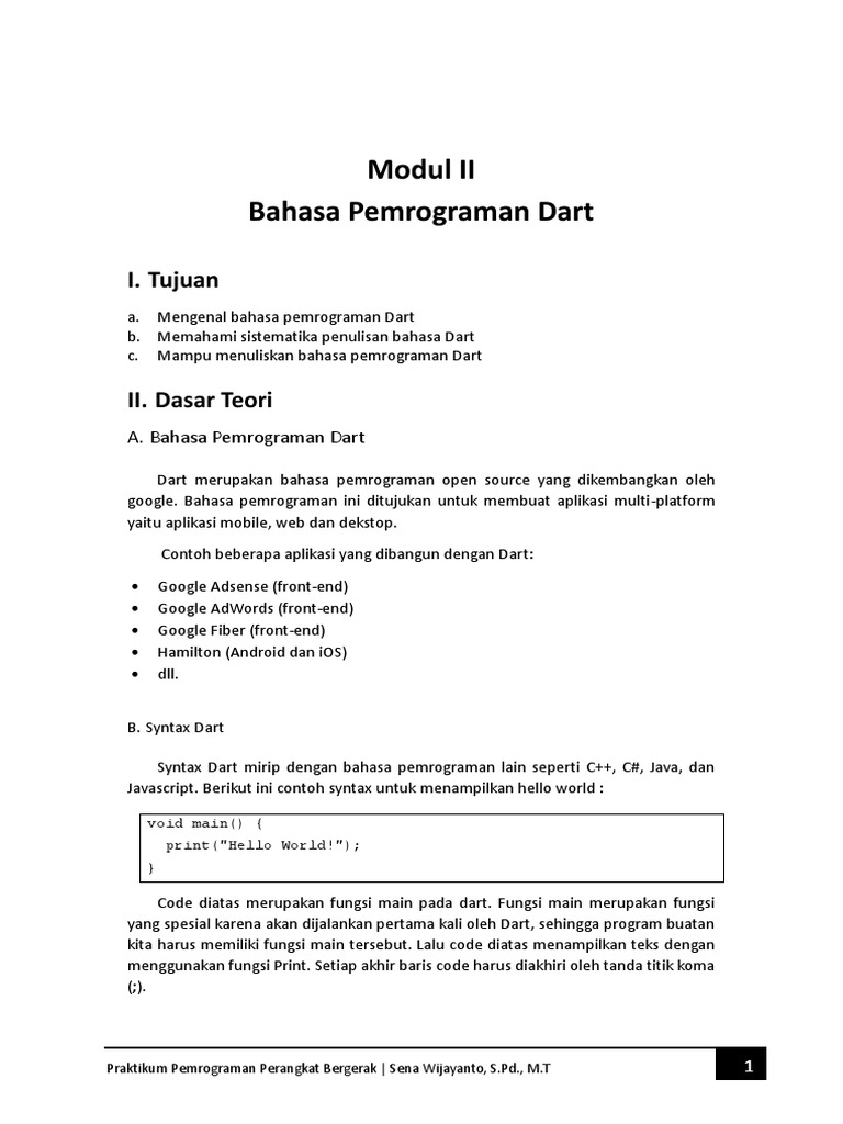 Modul II Praktikum Pemrograman Perangkat Bergerak | PDF