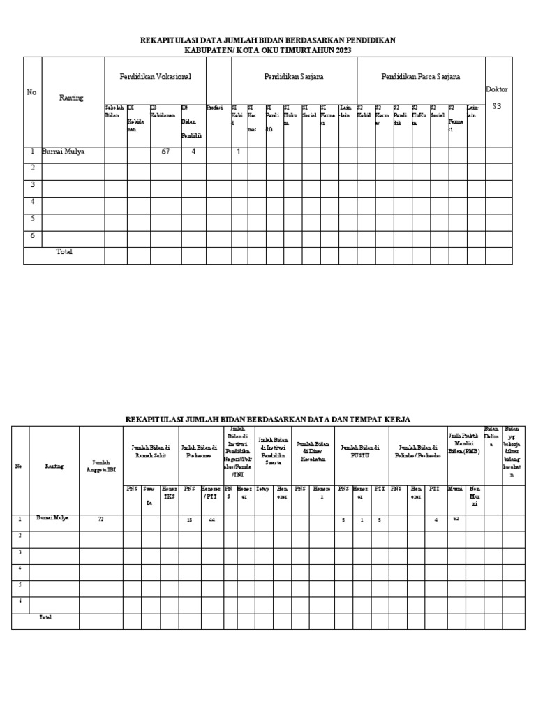 Rekapitulasi Data Jumlah Bidan Berdasarkan Pendidikan-4 | PDF