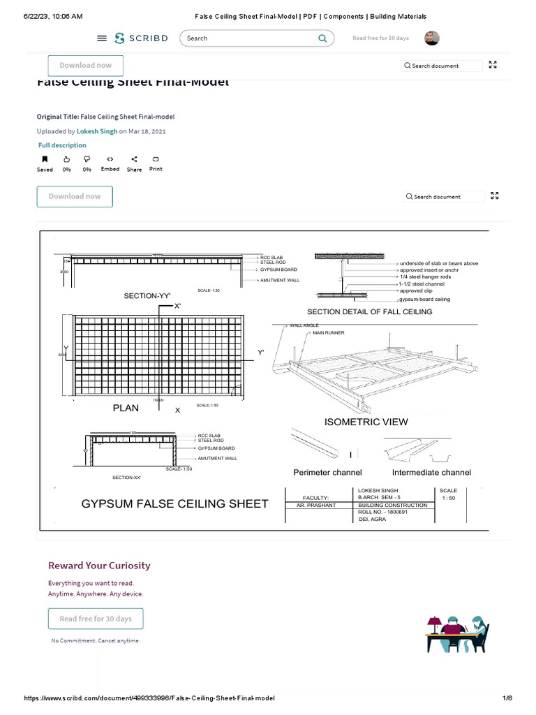 False Ceiling Sheet Final-Model _ PDF _ Components _ Building Materials ...