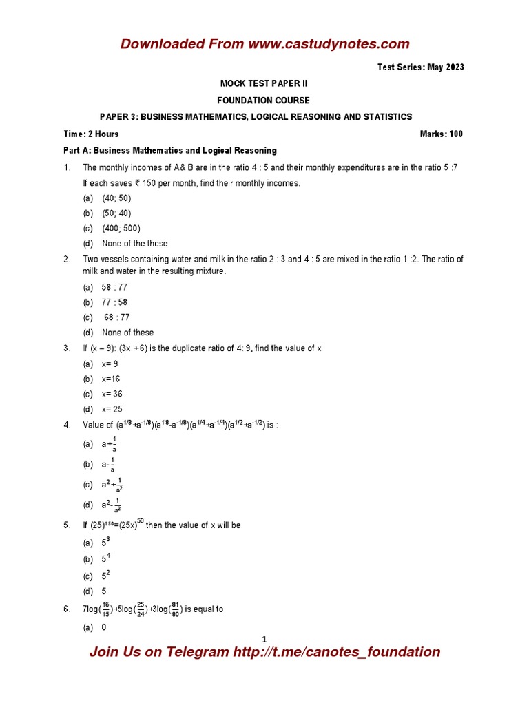 CA Foundation Math LR Stats Q MTP 2 June 2023 | PDF | Interest | Normal Distribution