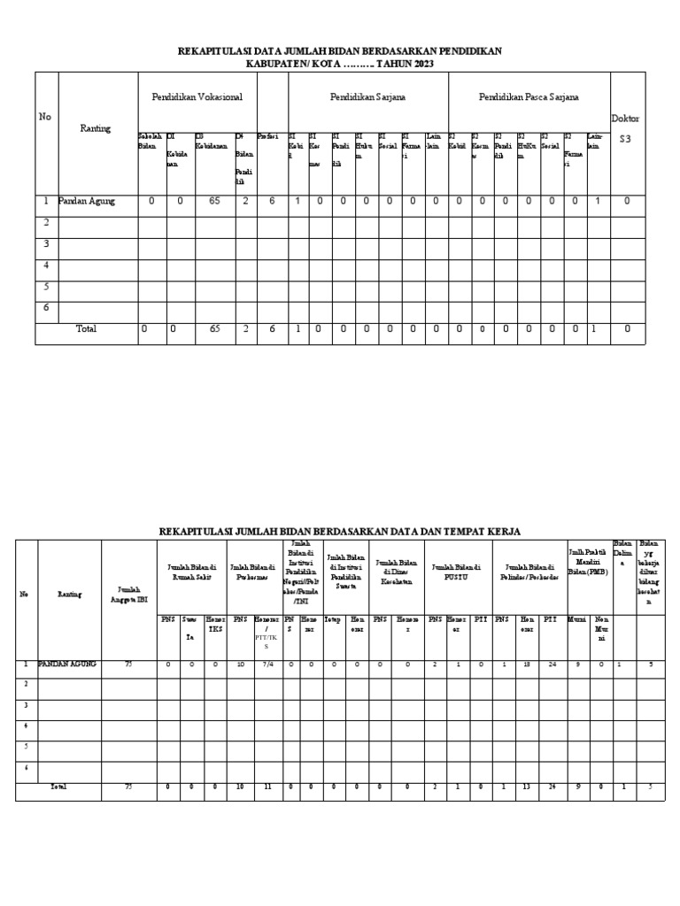 Rekapitulasi Data Jumlah Bidan Berdasarkan Pendidikan-1-1 | PDF
