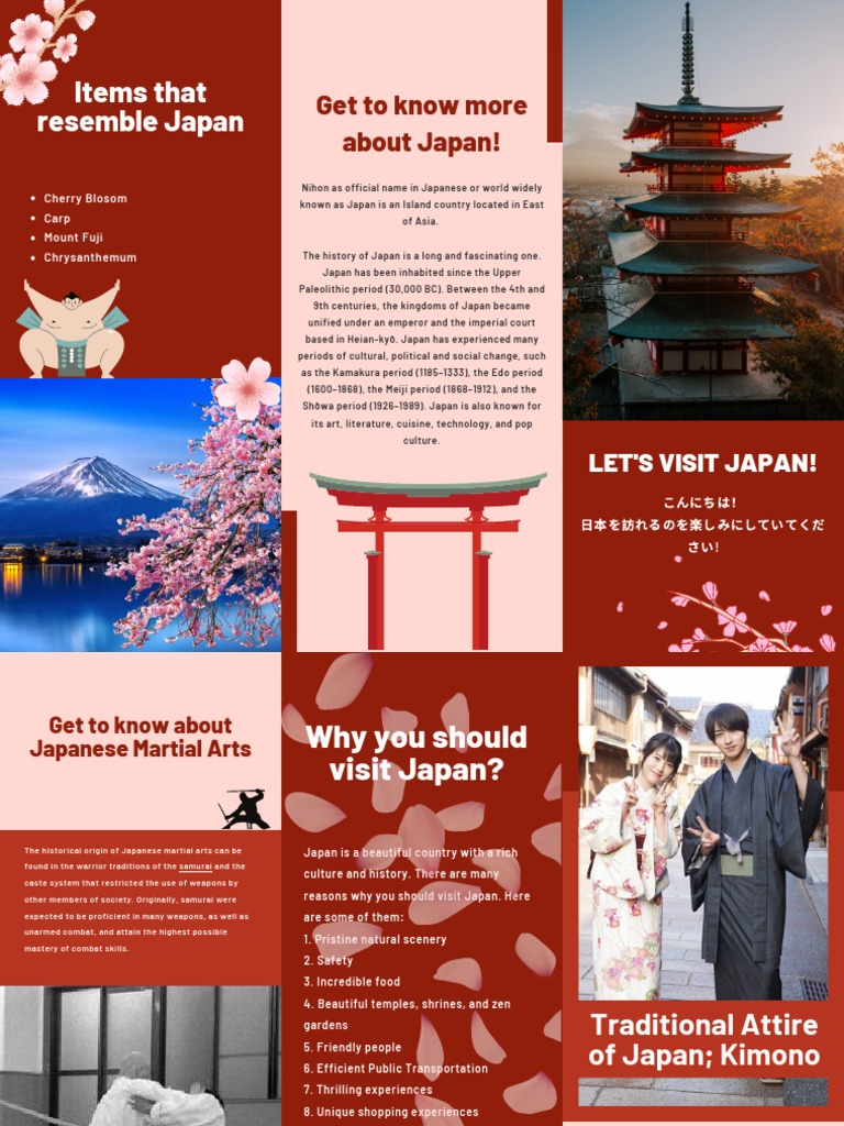Pink and Red Travel Vacation To Japan Trifolds Brochure | PDF | Japan ...