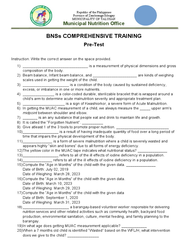 Pre Test | PDF | Malnutrition | Nutrition