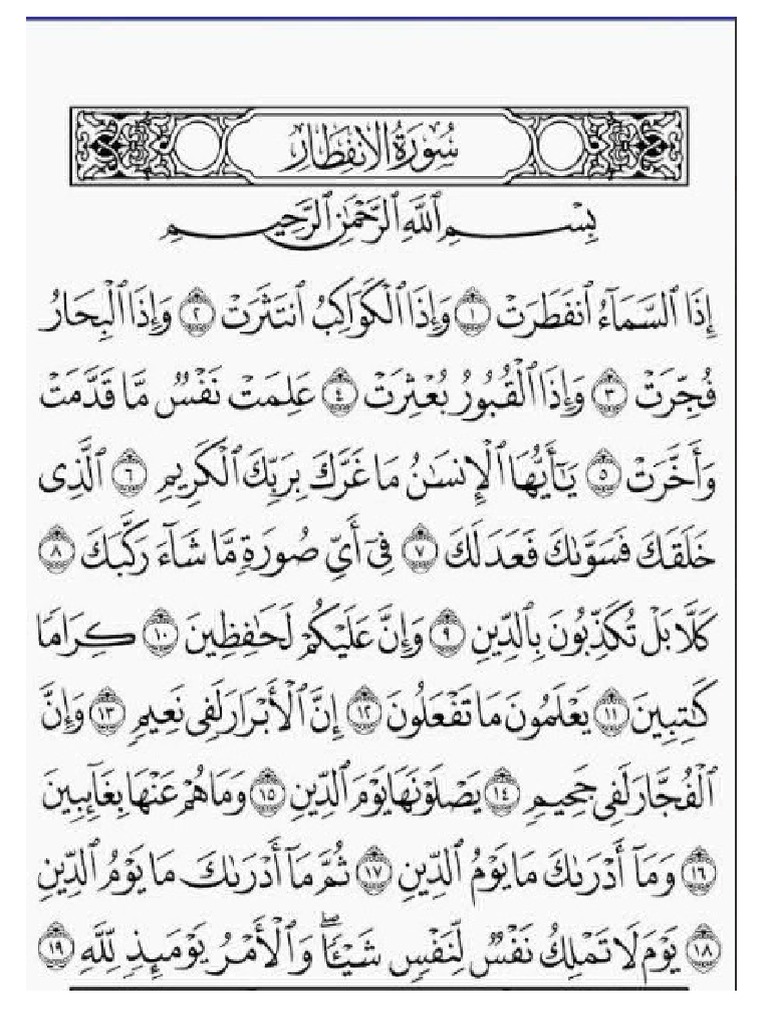 Surah Al Infithar | PDF