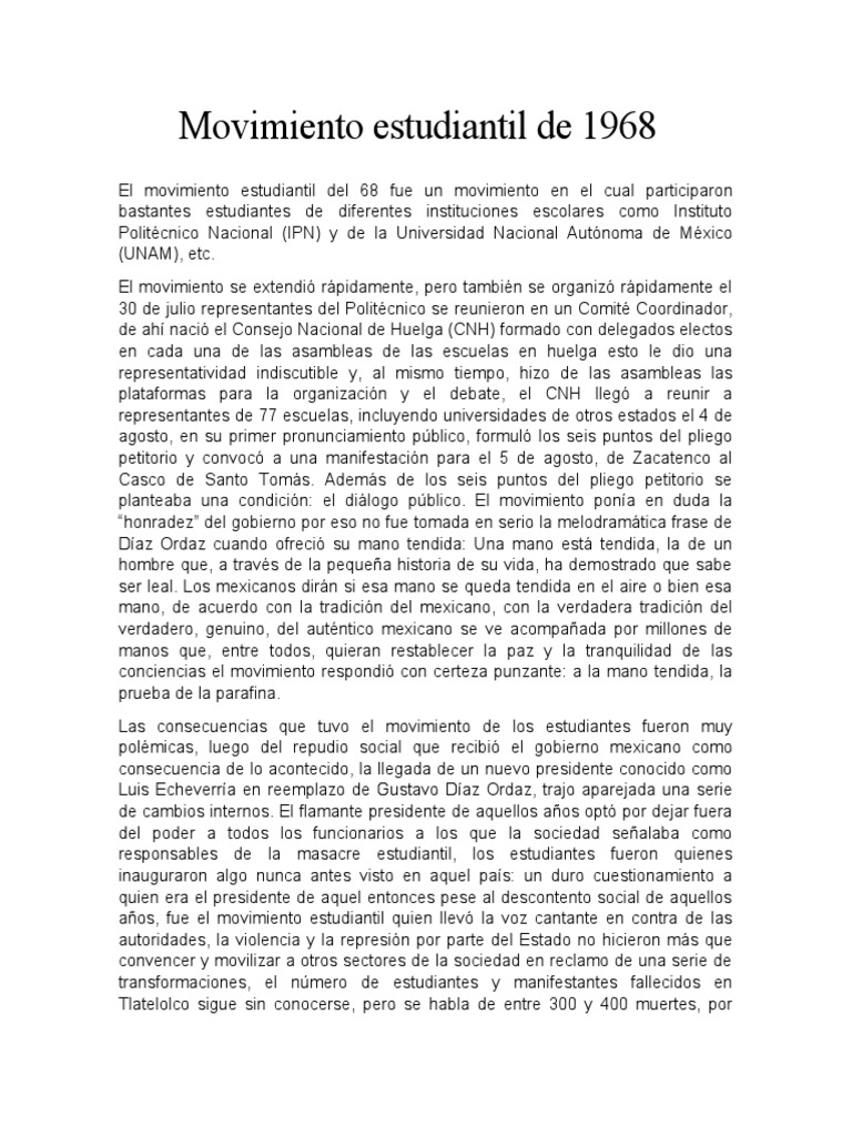 Movimiento Estudiantil de 1968 | PDF | Eventos políticos | México