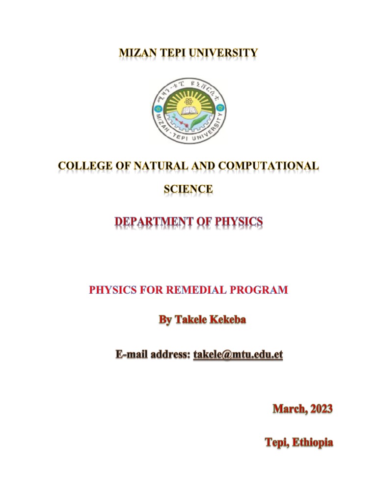 Remedial Physics Course Material | PDF | Euclidean Vector | Velocity