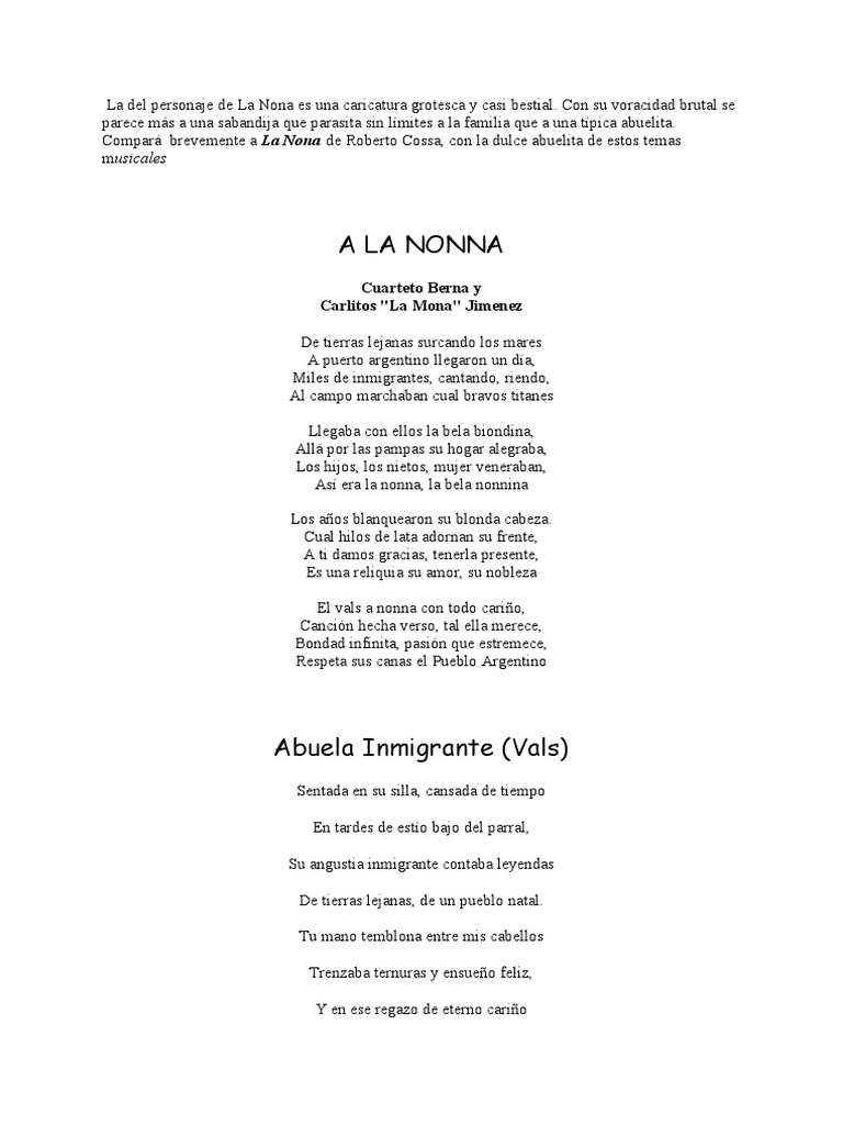 Canciones A La Nona. | PDF