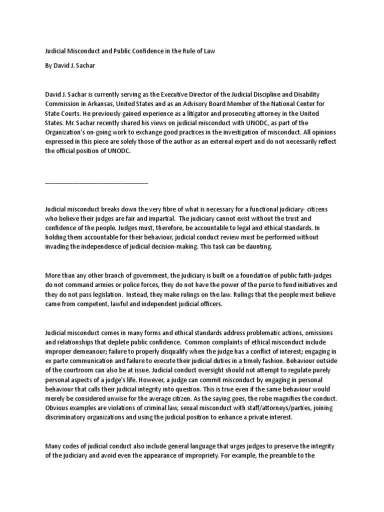 Judicial Misconduct and Public Trust | PDF | Judiciaries | Judge