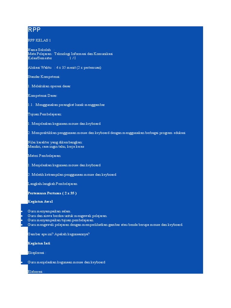 Pertemuan Pertama (2 X 35) Kegiatan Awal | PDF