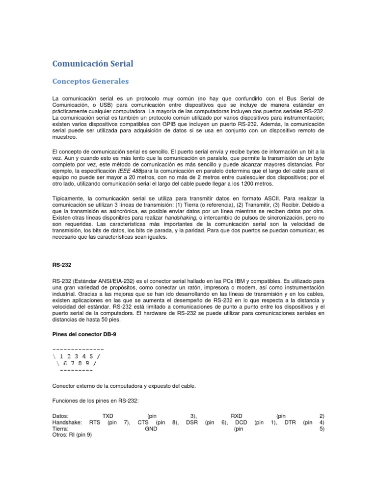 Comunicación Serial | PDF | Equipo de oficina | Redes de computadoras