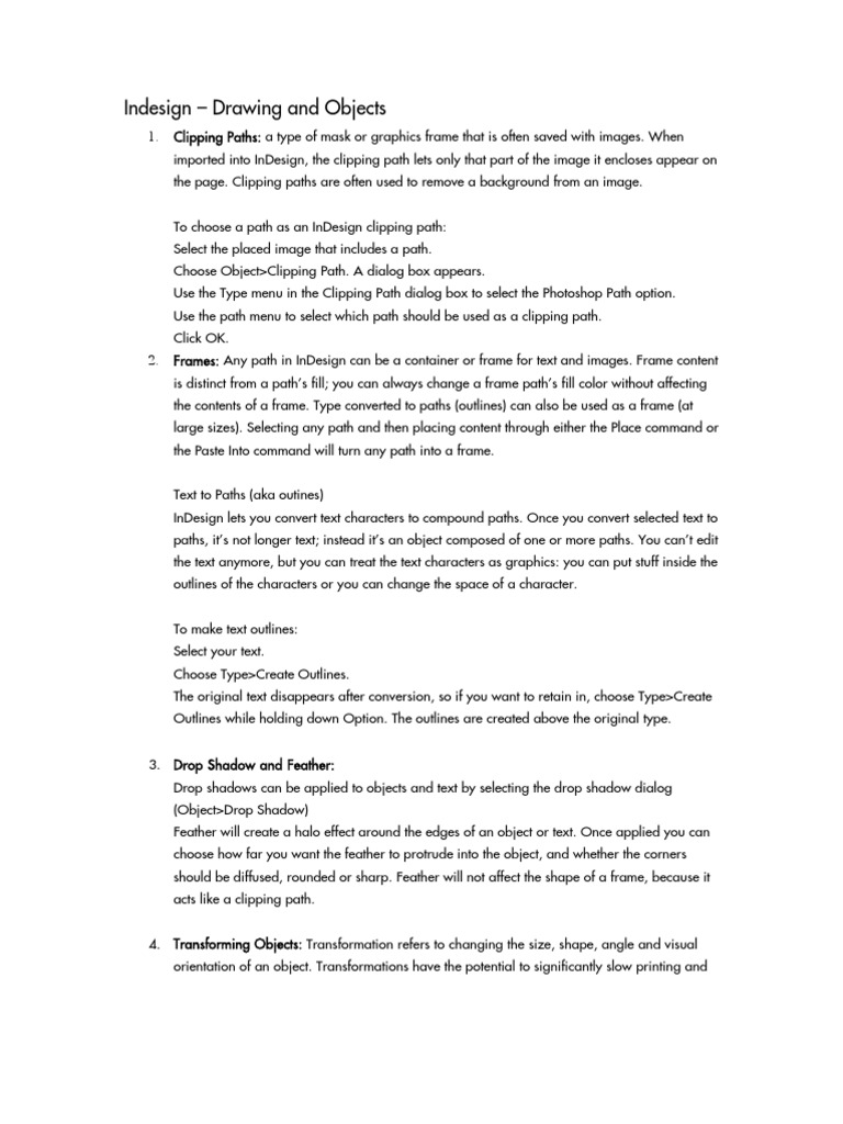 Indesign Drawing Objects | PDF | Adobe Photoshop | Communication Design