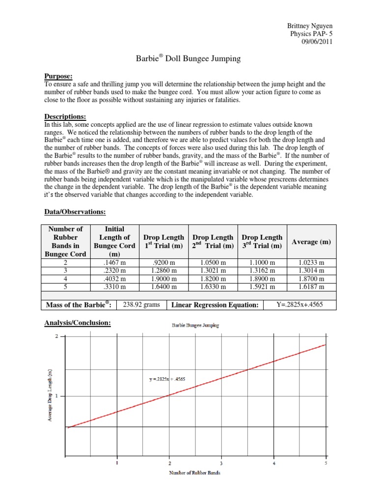 Barbie Bungee Lab | PDF | Dependent And Independent Variables ...