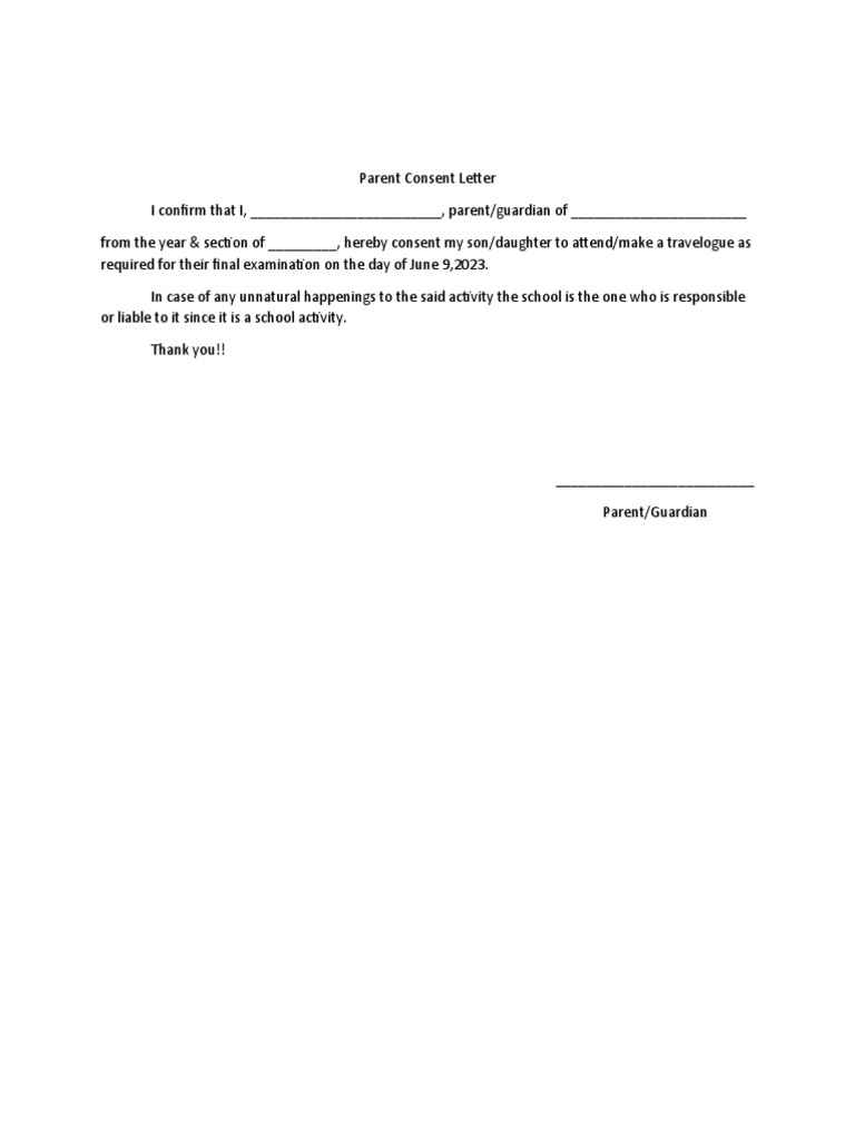Parent Consent Letter 091844 | PDF