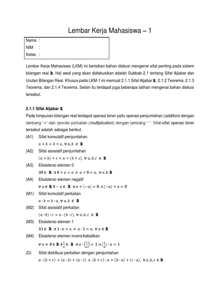 LKM 1 Analisis Real | PDF