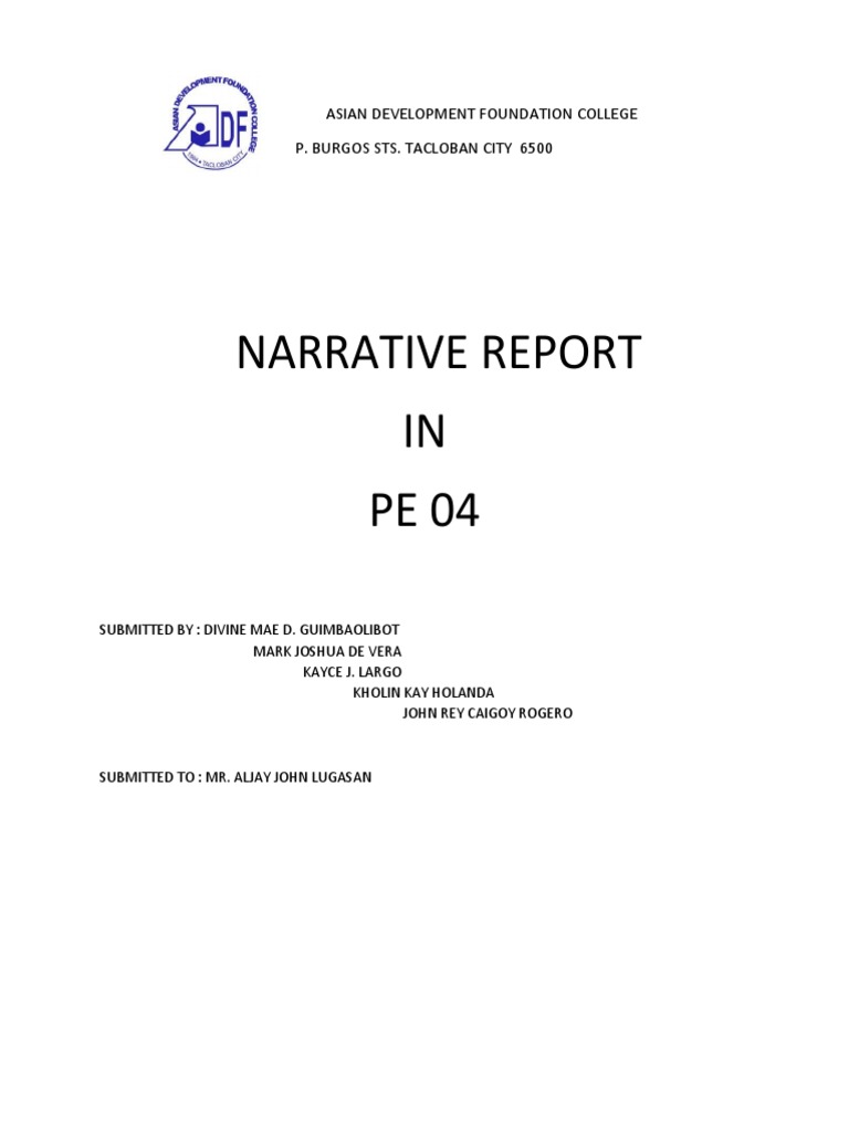 Narrative Report PE 04 1 | Download Free PDF | Indoor Sports | Athletic ...