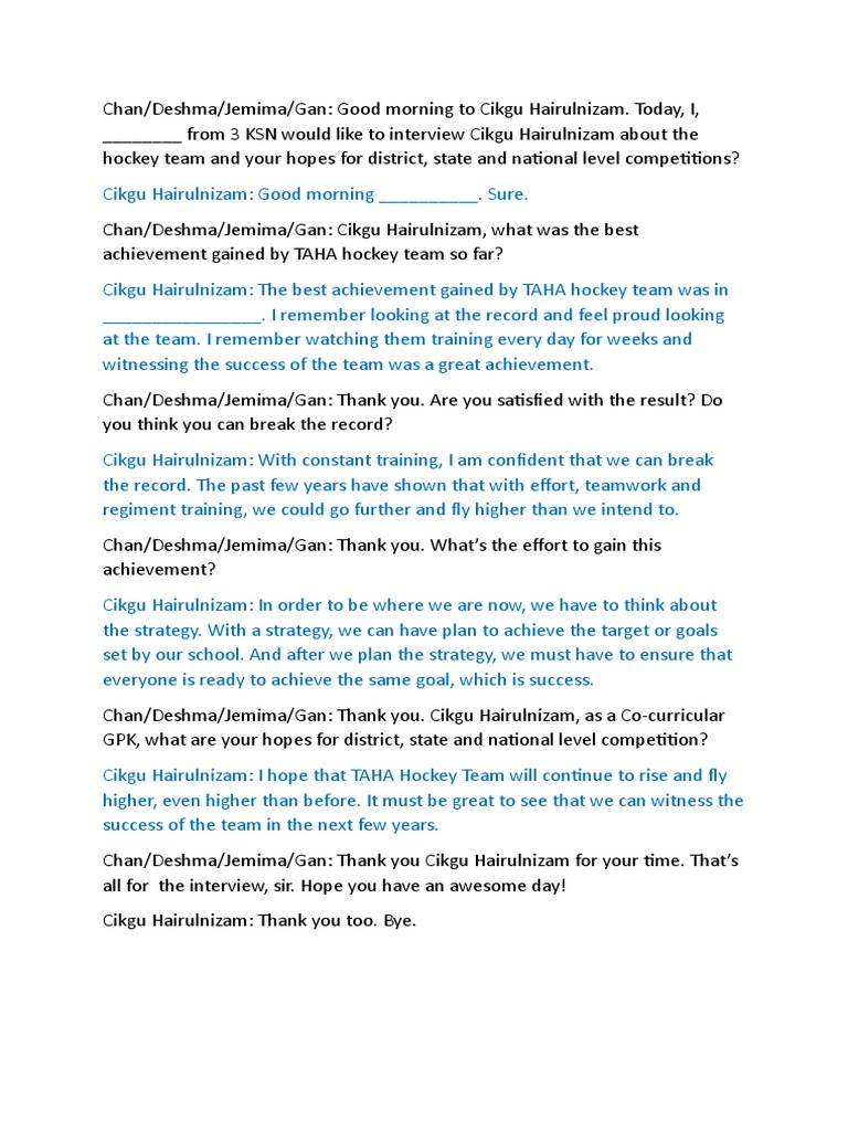 Script Interview en Hairunizam | PDF | Self-Improvement