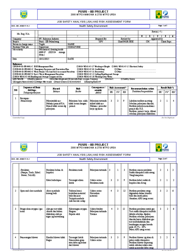 JSA Manual Cleaning 6205-F (Filter Water Tank) | PDF | Workplace ... JSA Manual Cleaning 6205-F (Filter Water Tank) | PDF | Workplace ...