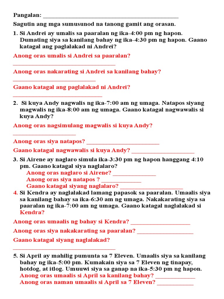 Math Worksheets Problem Solving in Time | PDF