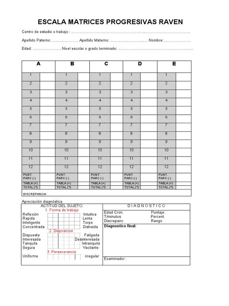 Protocolo Claves Tablas Raven | PDF