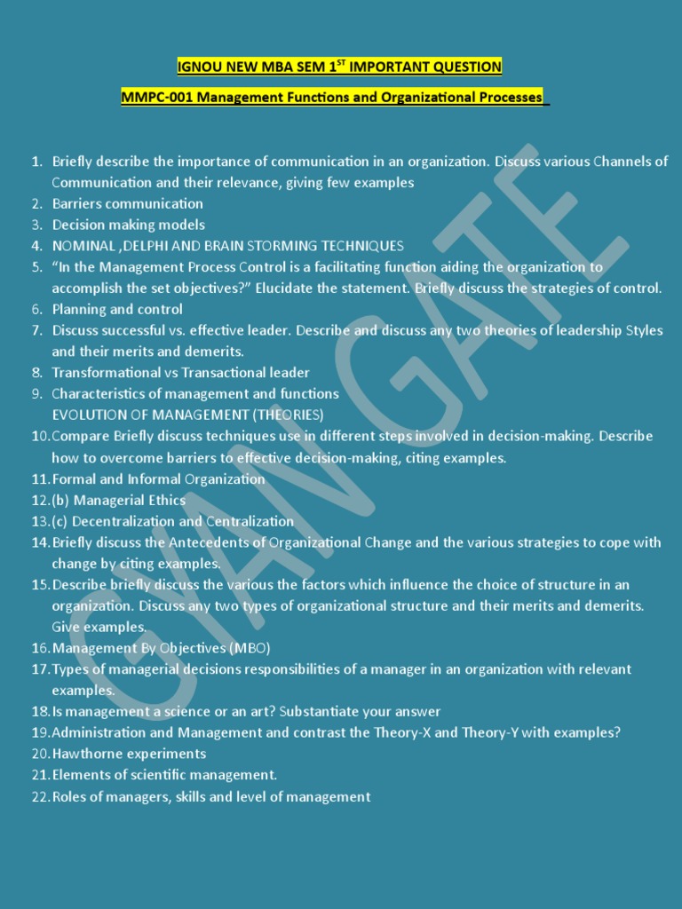 MMPC 001 Important Questions@ | PDF | Self-Improvement