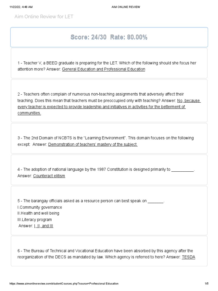 Aim Online Review 5 Pdf Teachers Schools