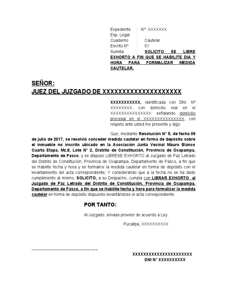 Solicitud Se Libre Exhorto | PDF