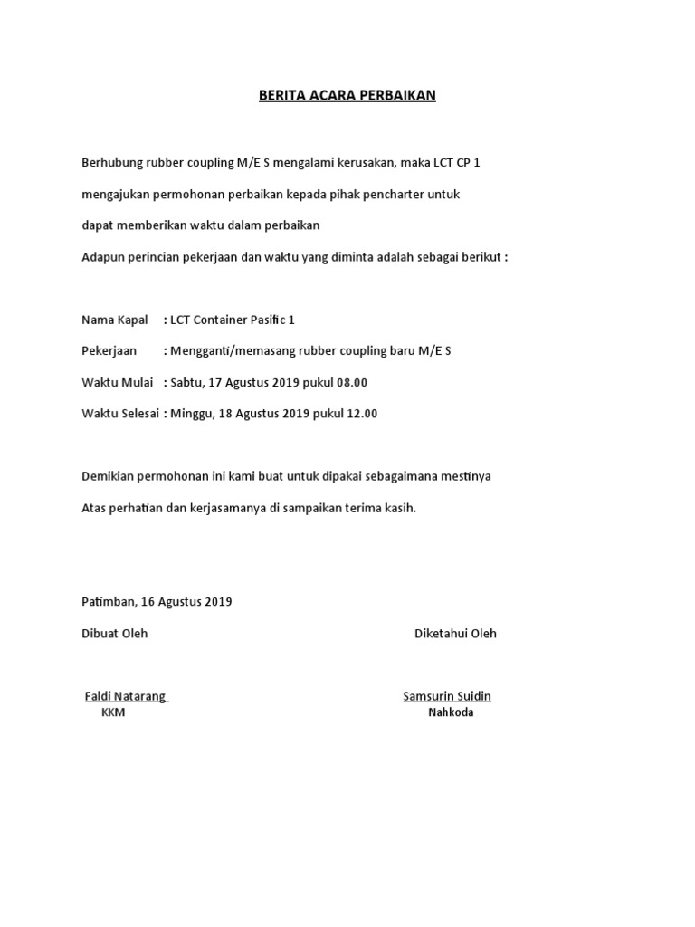 BERITA ACARA PERBAIKAN | PDF