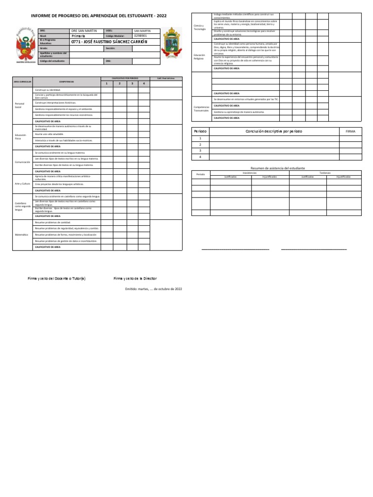 Libreta de Notas Primaria Editable (2) | PDF | Segundo lenguaje | Aprendizaje