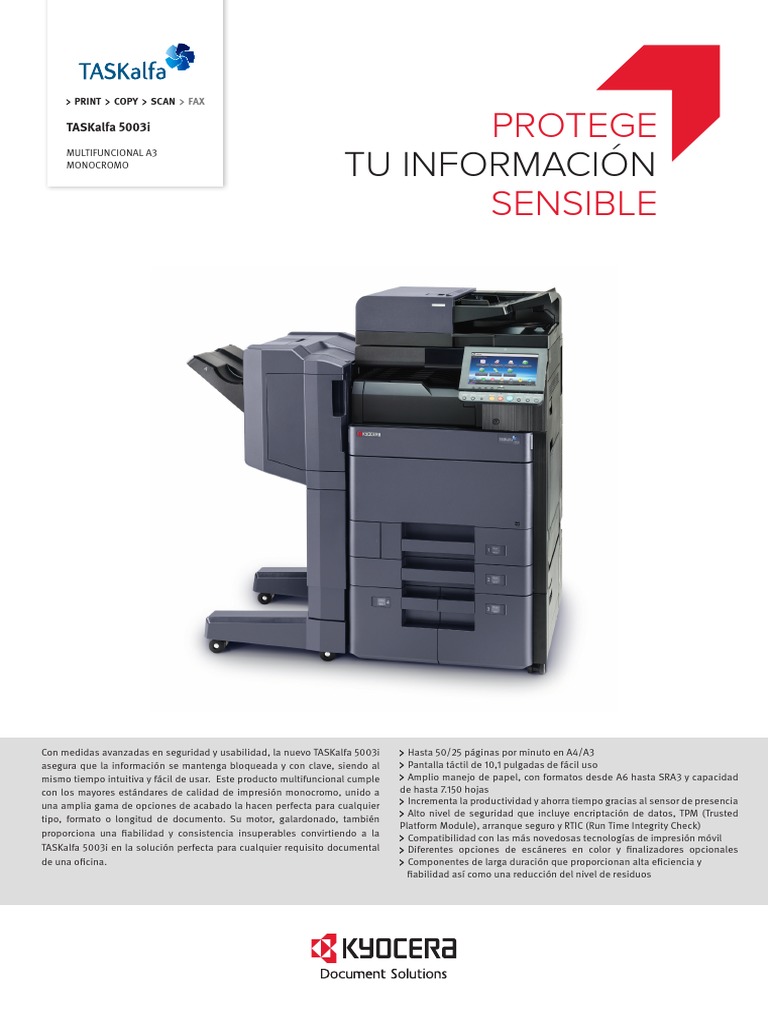 TASKalfa 5003i Datasheet | PDF | Escáner de imagen | Fax