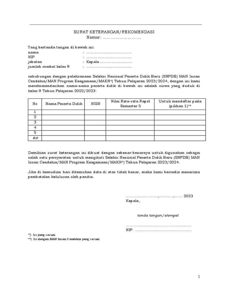 Template-surat-Rekomendasi | PDF