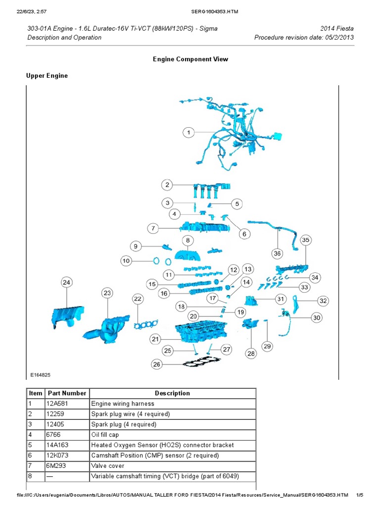 Description and Operation 1.6 Duratec 16V Ti VCT | PDF | Propulsion ...
