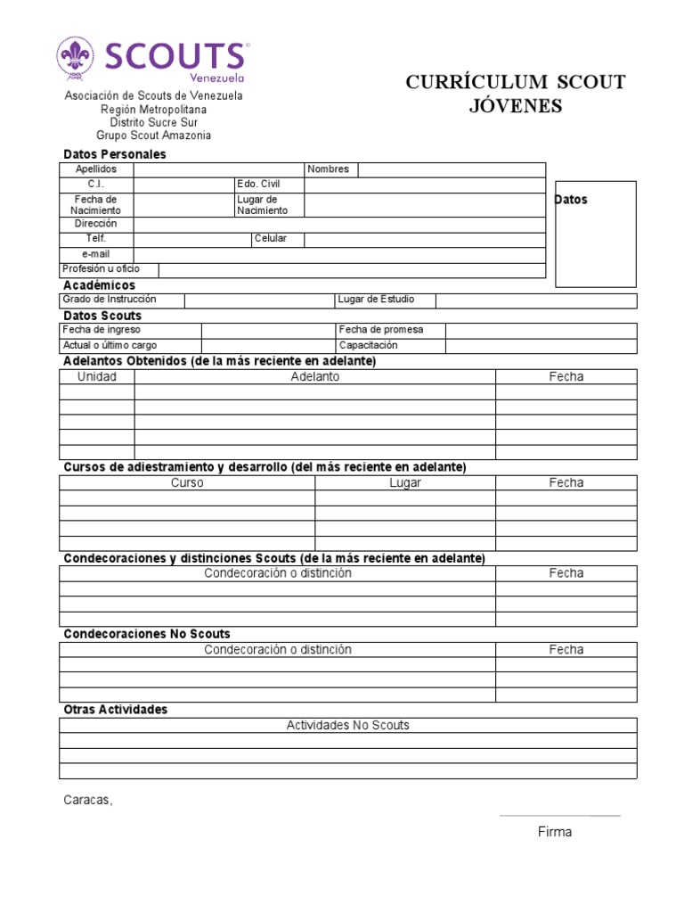 Curriculum Scouts Jovenes Modelo | PDF
