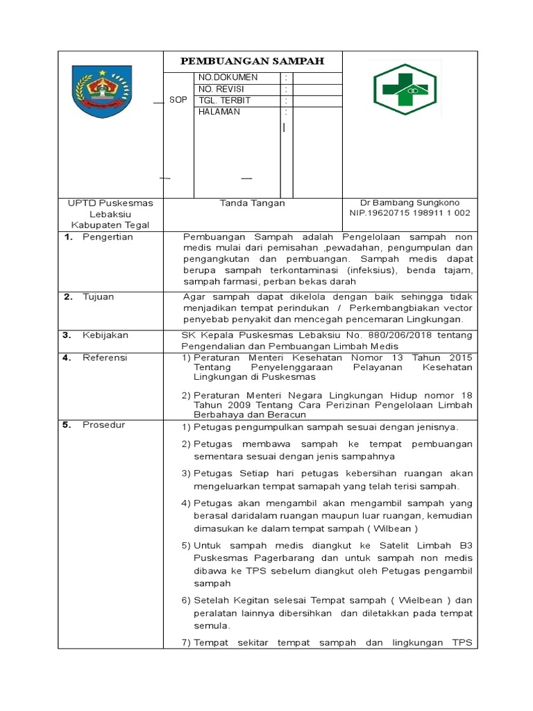 SOP Pembuangan Sampah | PDF