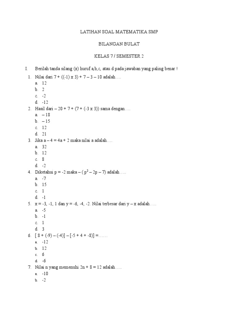 Latihan Soal Matematika SMP | PDF | Metode & Bahan Ajar
