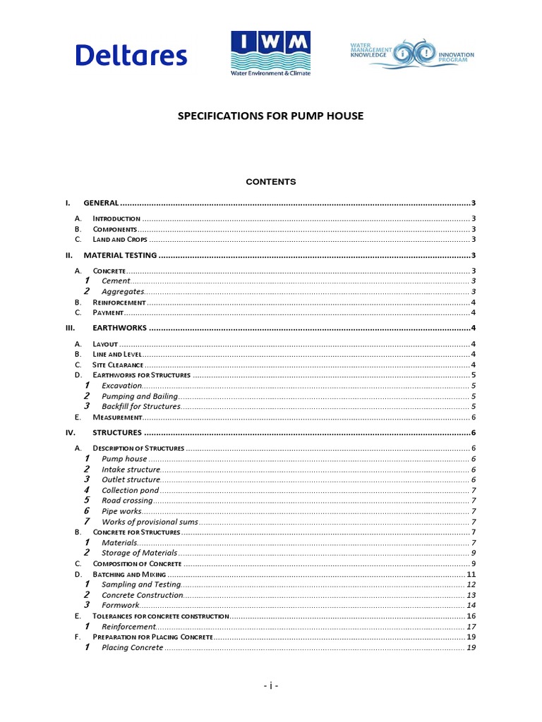 Specifications Pumphouse-20211130121139 | PDF | Concrete | Pipe (Fluid ...