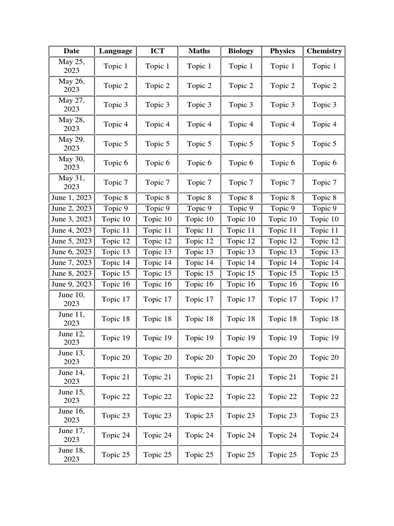 Realistic Study Schedule | PDF | Science | Educational Stages