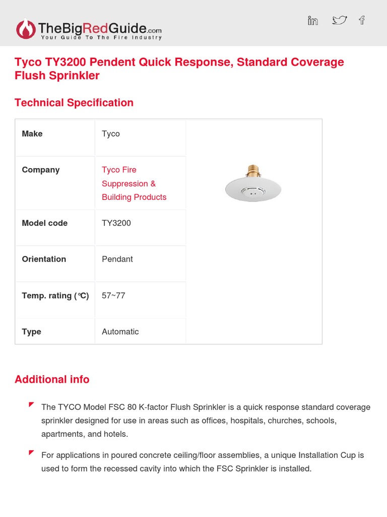Tyco Ty3200 Fire Sprinkler | PDF