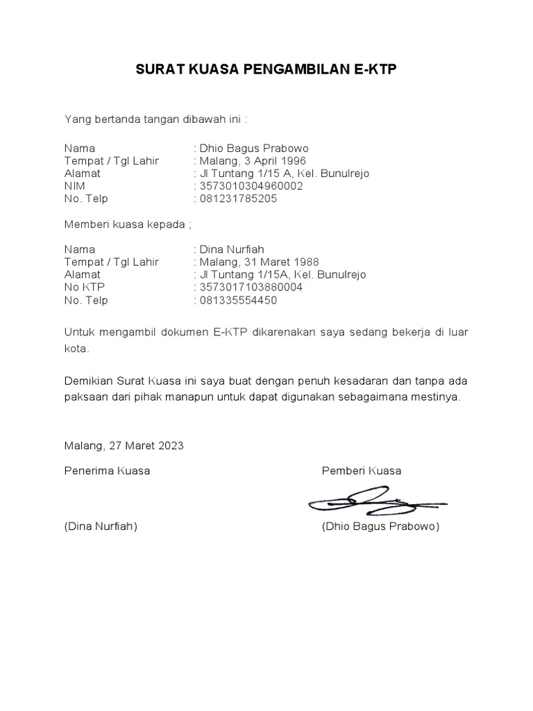 surat dhio (TTD) | PDF