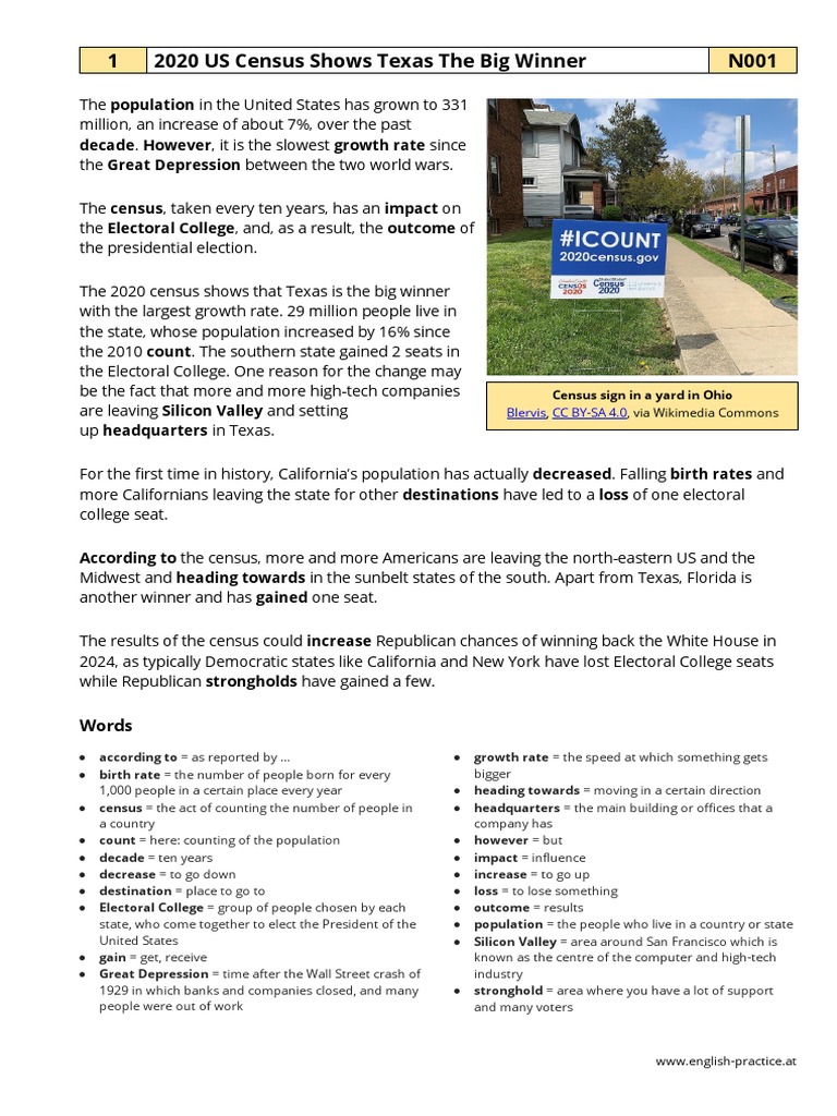 US Census Shows Texas Winner Exercise | PDF | Texas | California