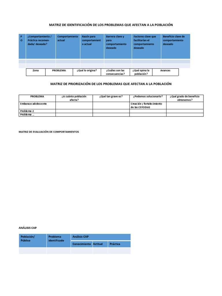 Matrices CAP y de Análisis de Actores | PDF | Crecimiento personal y ...