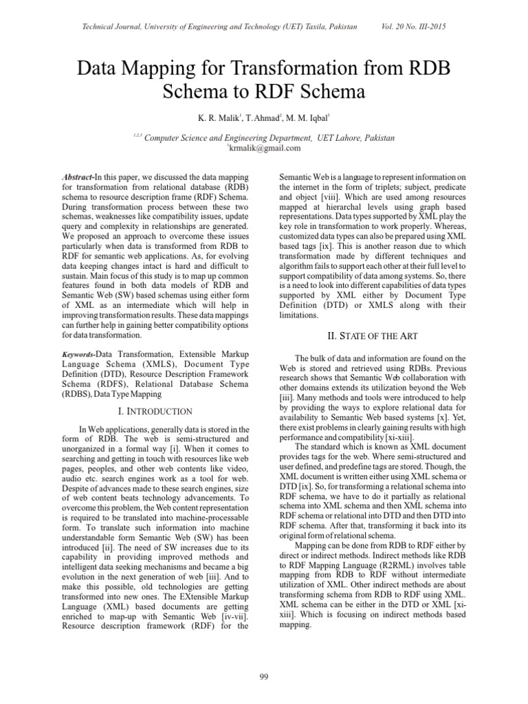 12 Data Mapping For Transformation From Rdb Schema To Rdf Schema Pdf Xml Schema Xml