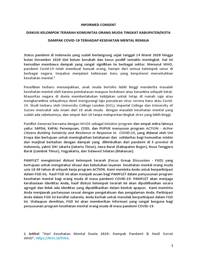 Panduan FGD Kesehatan Mental | PDF