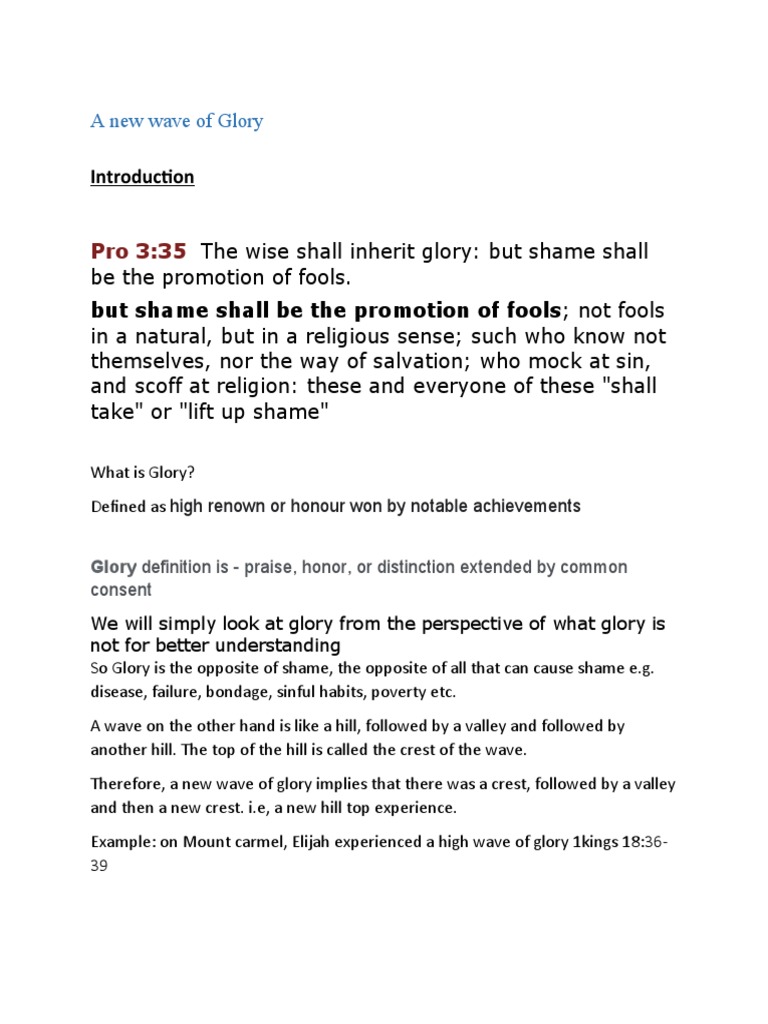 A New Wave of Glory | PDF | Glory (Religion) | Elijah